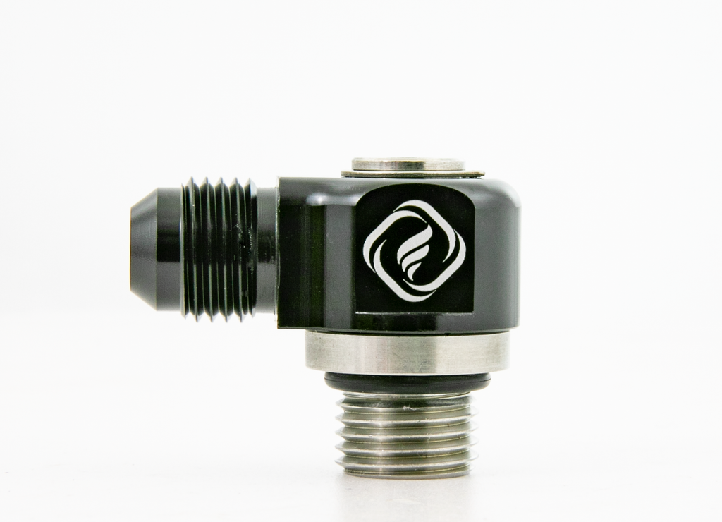 F-Series -6ORB to -6AN 90 Degree Swivel Fitting